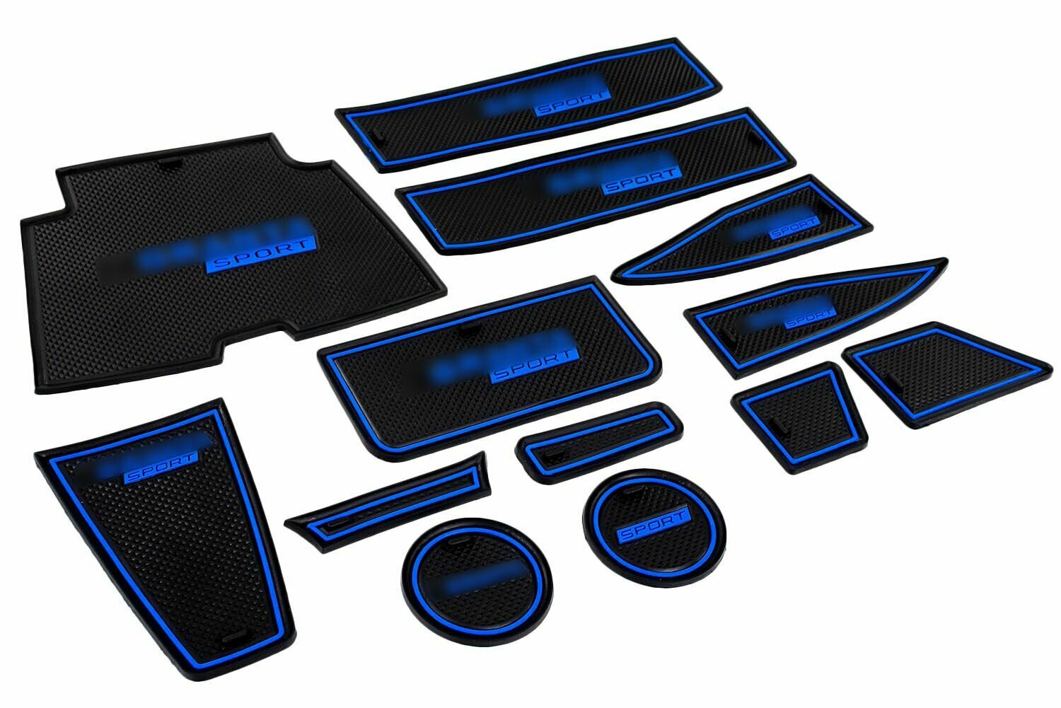 Комплект силиконовых черно-синих ковриков панели приборов и консоли нового образца для Лада Гранта FL