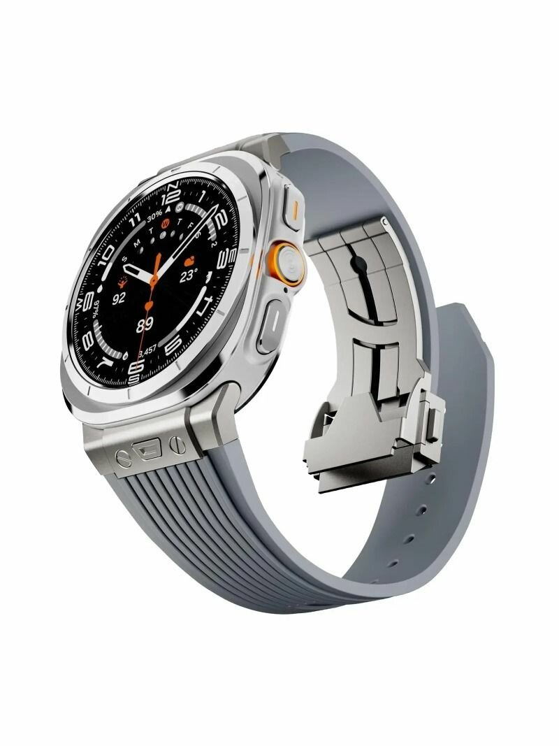 Подходит для Samsung Galaxy Watch 7 Ultra 47 мм Galaxy Watch (2025) Спортивный силиконовый ремешок, пряжка из нержавеющей стали