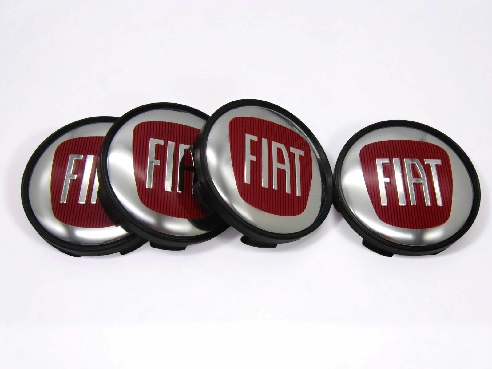 Колпачки заглушки на литые диски Fiat red 59/56/10 мм, комплект 4 шт.