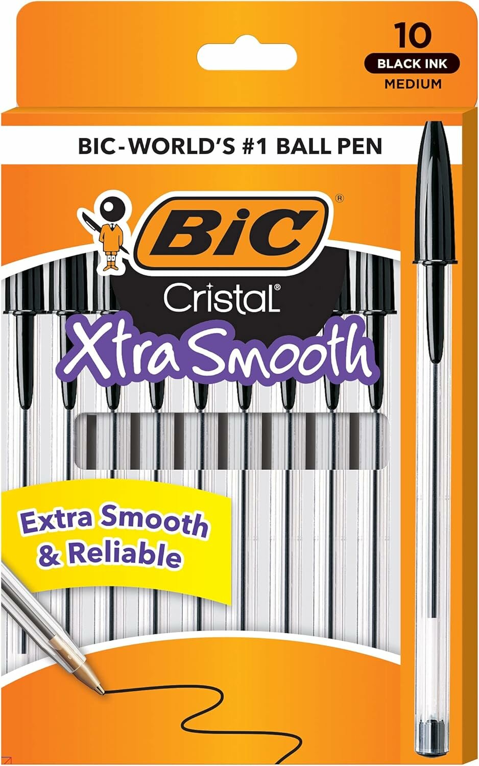 BIC Cristal Xtra Smooth набор шариковых ручек 1.0 мм 10 шт
