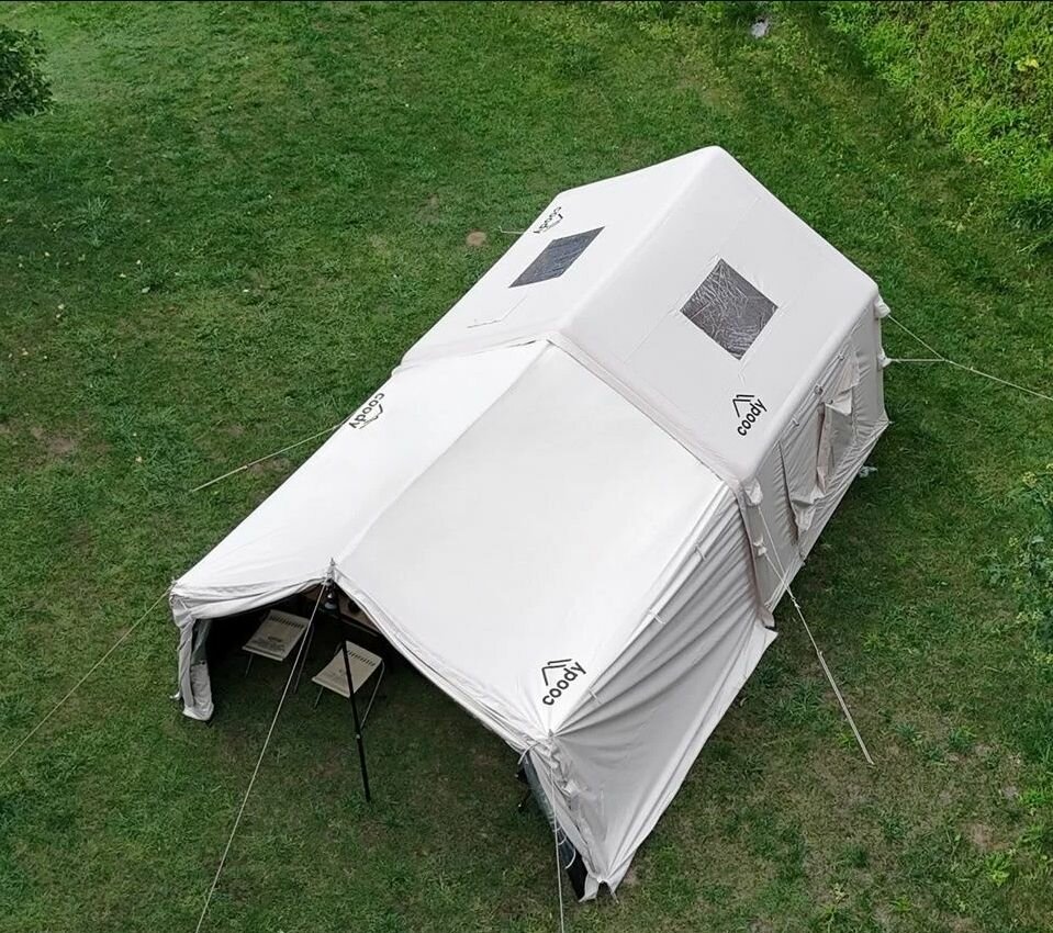 Надувная палатка Coody 8.0 PRO Beige с навесом 2-6 человека / премиум-кемпинг, рыбалка, глэмпинг