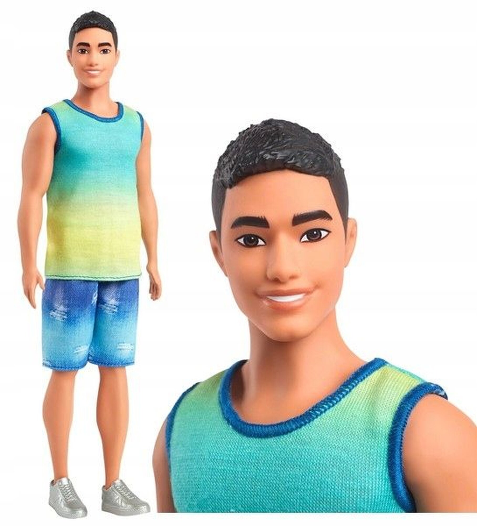 Кукла Mattel Barbie Fashionistas - Кукла Кен с черными волосами в топе и шортах #236 - Барби HYV00