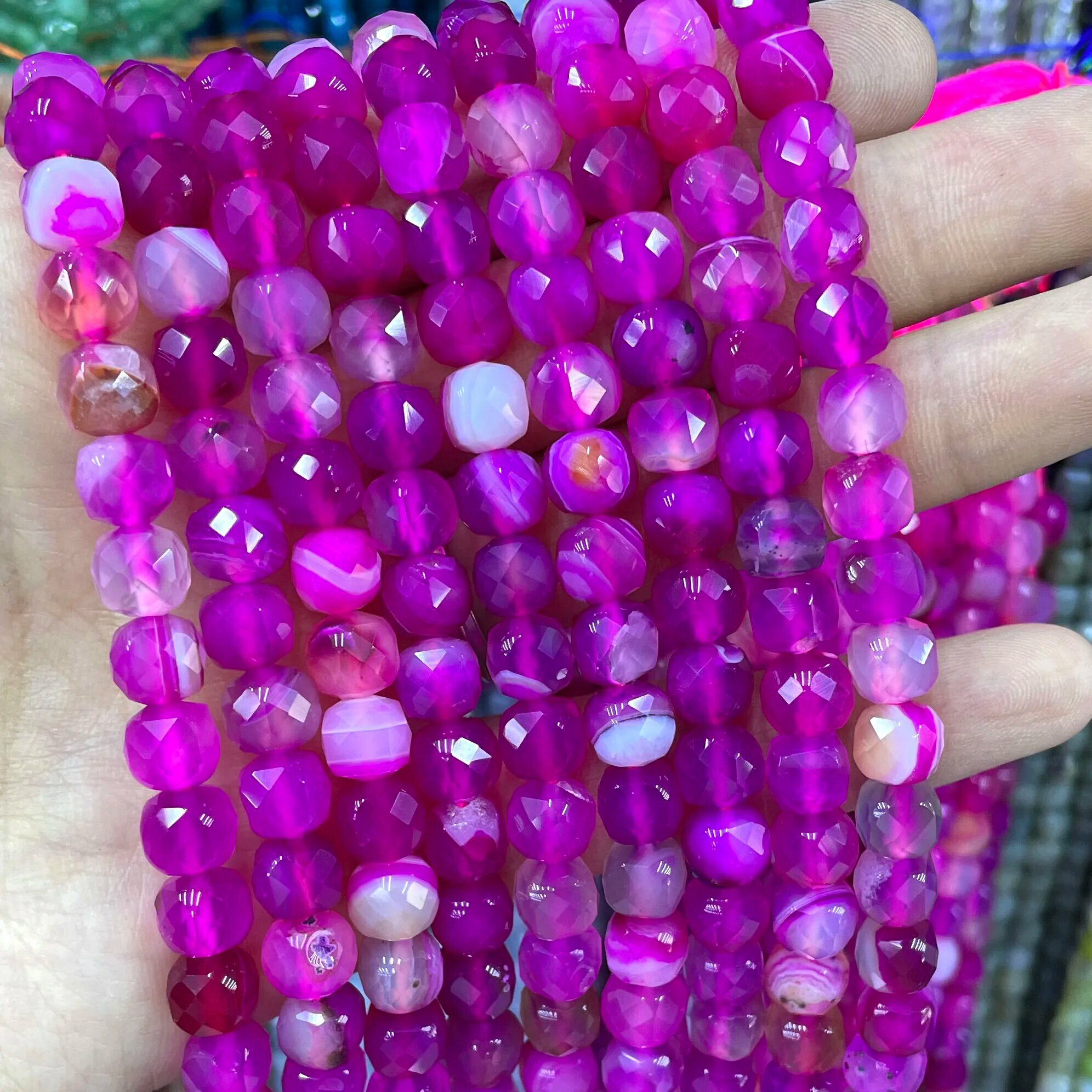 Натуральный морганит халцедон, граненый куб, бусина-разделитель, SYSRXLR