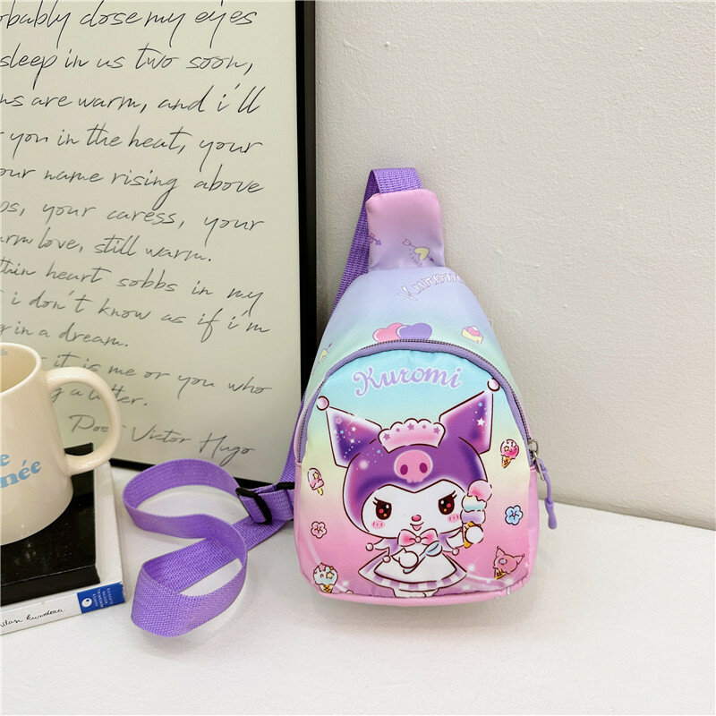 Мишка аниме вдохновленная маленькая сумка через плечо для детей нейлон легкий с мультяшным рисунком для игры фиолетовый