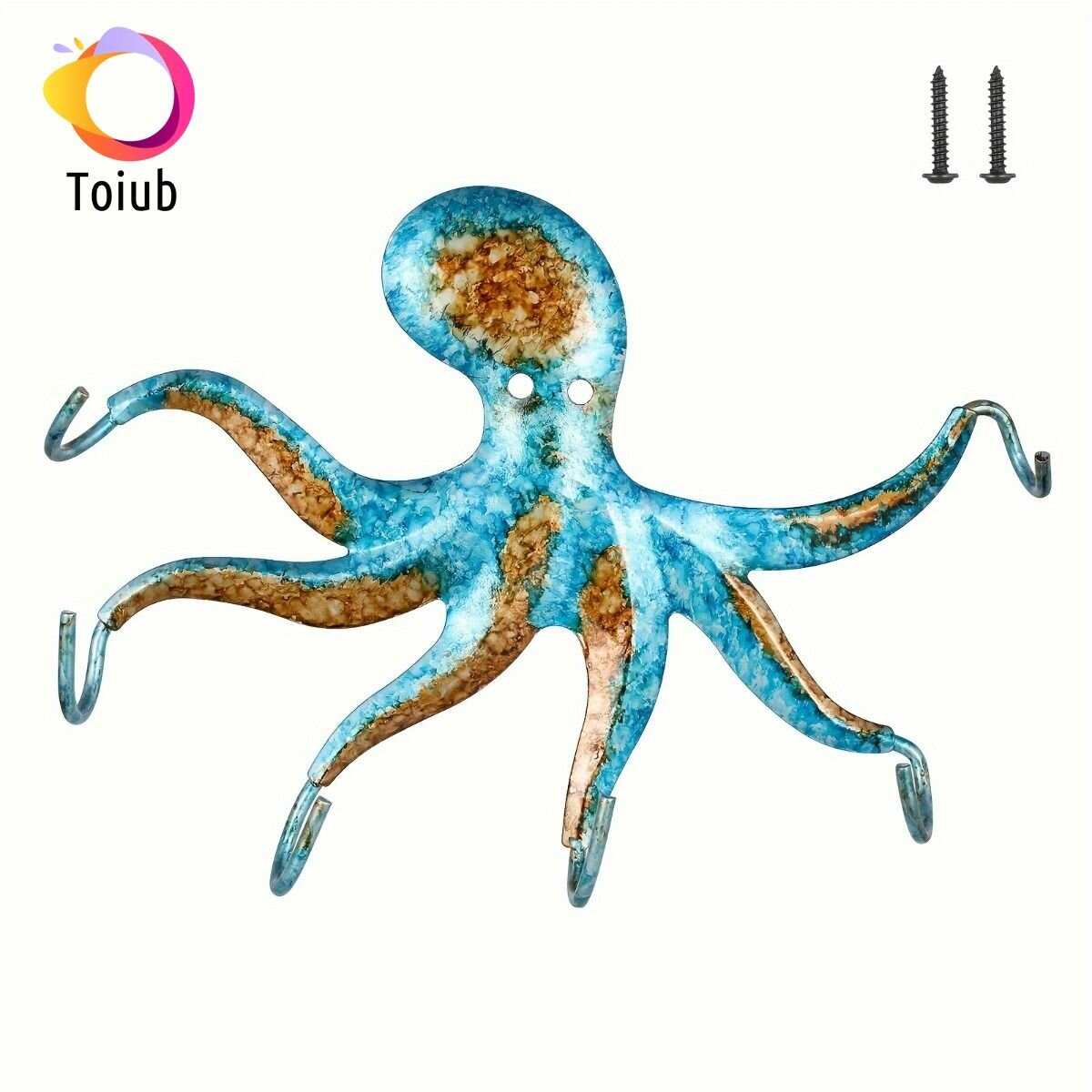 Настенный крючок с осьминогом, украшение в виде морского животного, прост в установке, подходит для спальни, гостиной, ванной комнаты