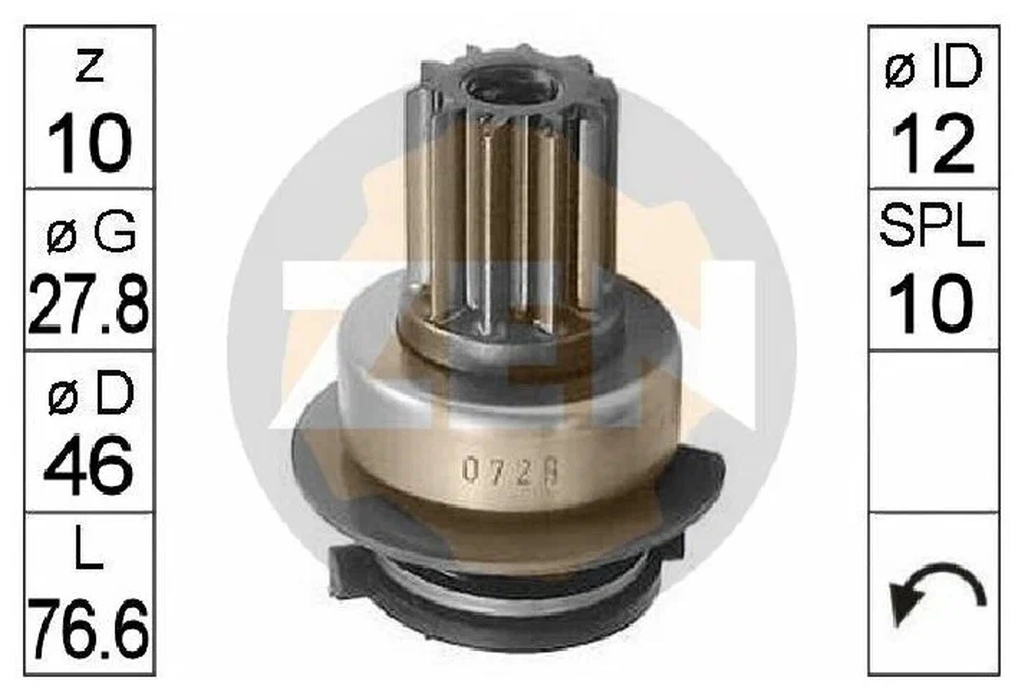 Бендикс стартера ERA/ZEN/ZM/MESSMER ZN0729, для VW PASSAT