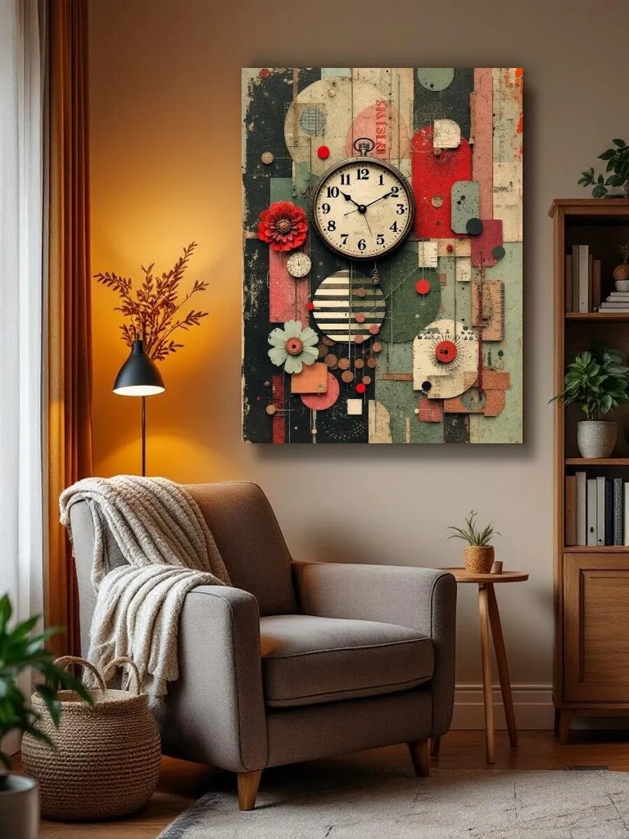 Картина орнамент с часами