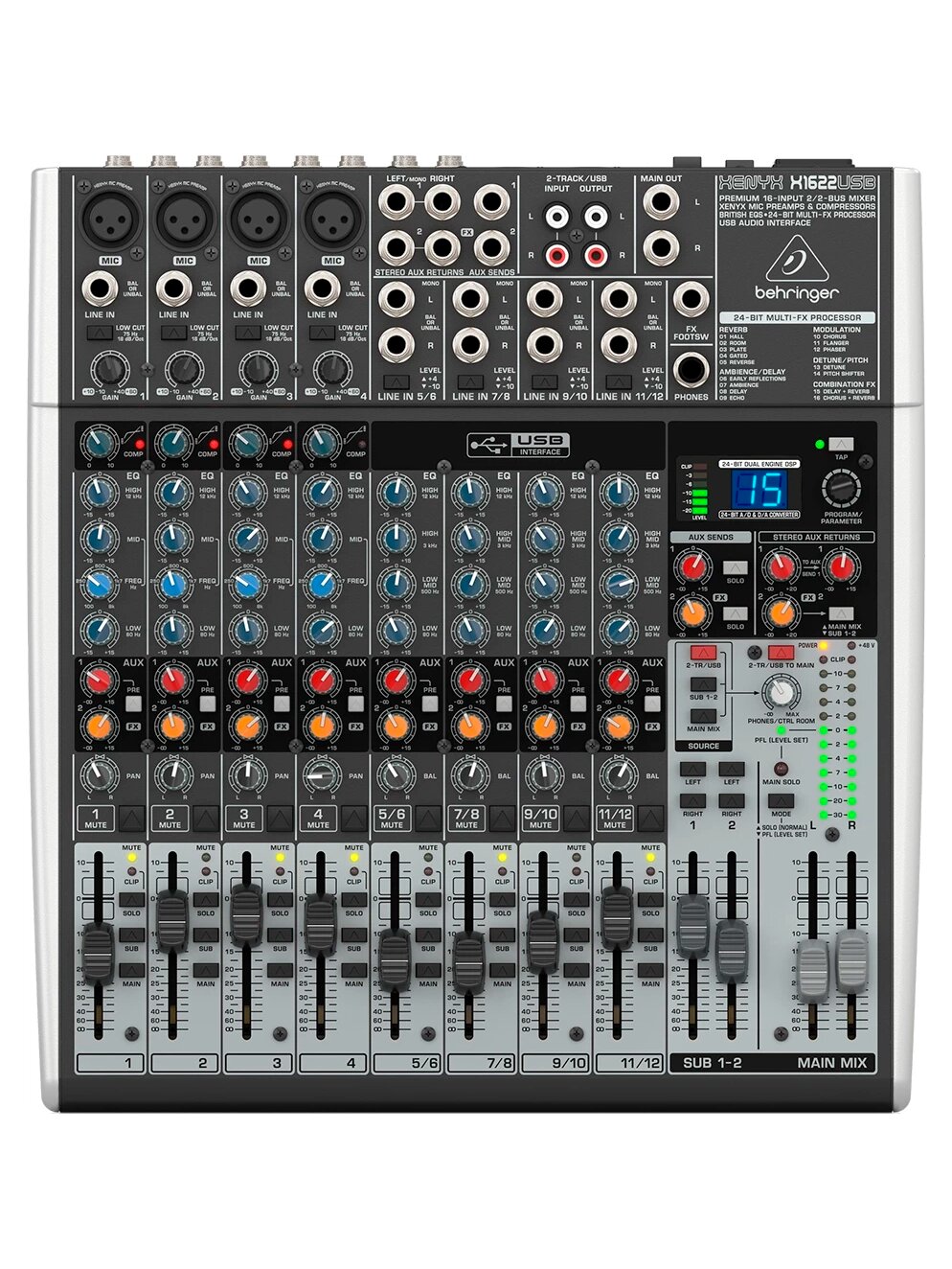 Микшерный пульт Behringer X1622USB с 4 микрофонными предусилителями