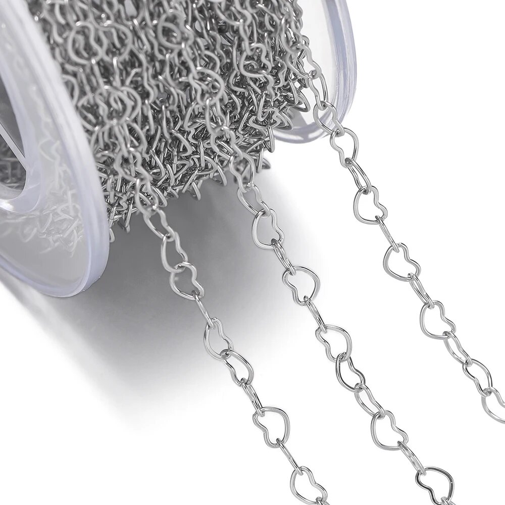 Цепь из нержавеющей стали 1 метр сердце 4/6 мм Steel color S