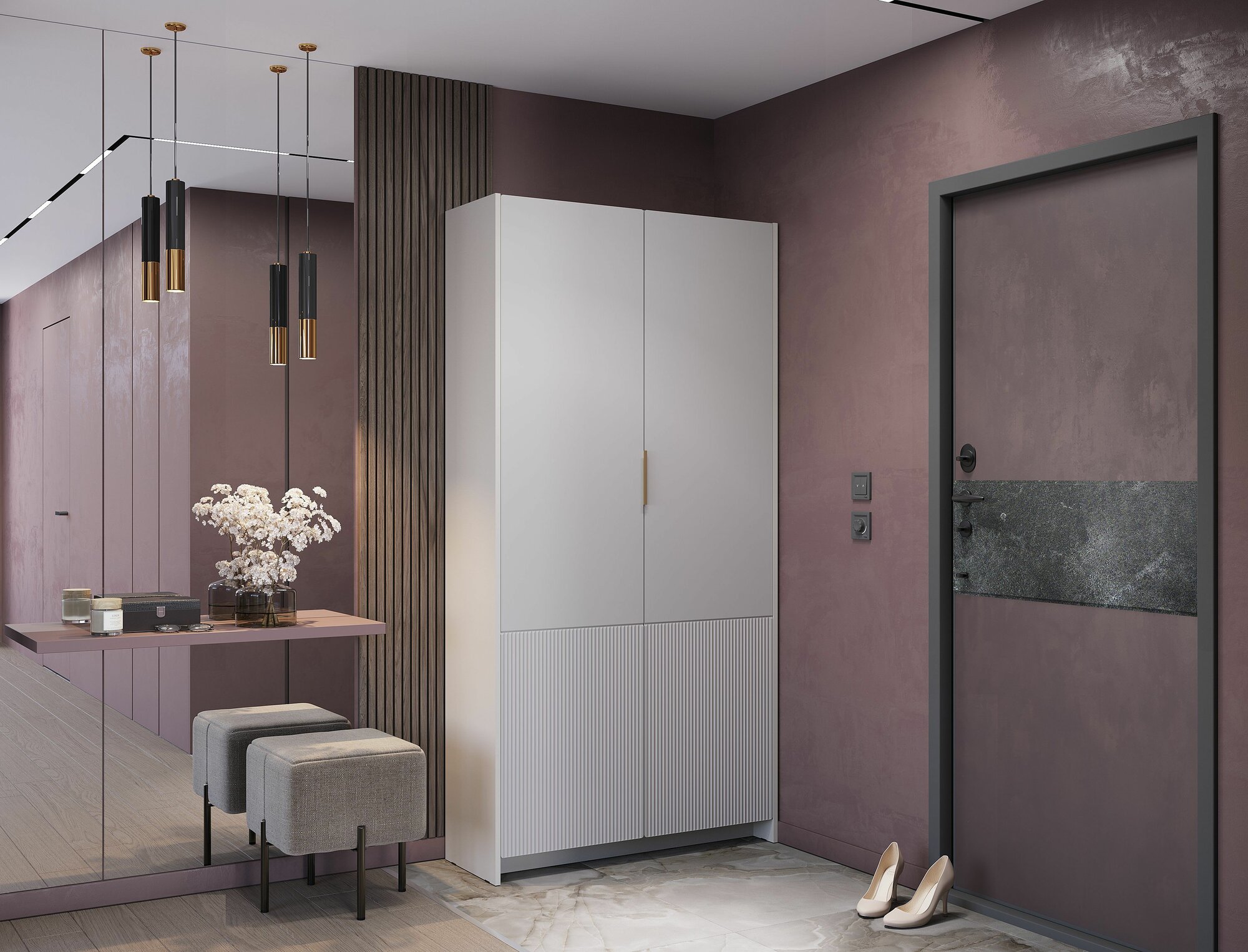 Шкаф 2-х створчатый Пандора ШК-01, шкаф для одежды, Кашемир/Айриш MF03