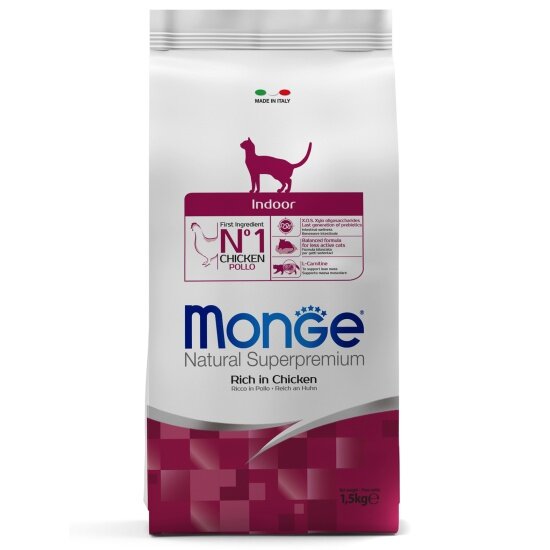 Корм сухой Monge Indoor для домашних кошек 1,5 кг