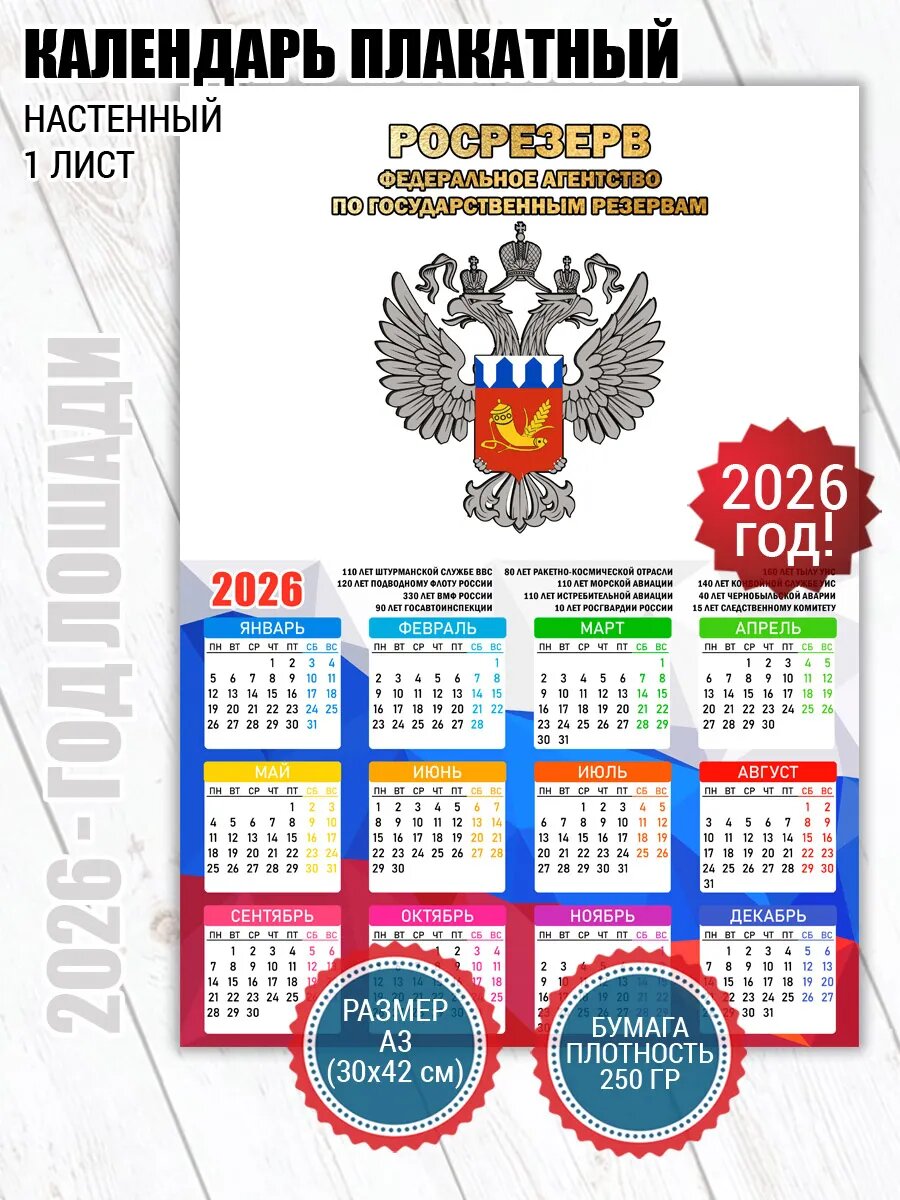 Календарь плакат Росрезерв