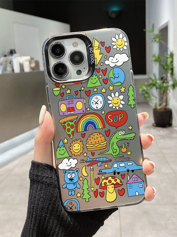 IPhone 14 Pro Max чехол с мультяшным принтом, бургер и динозавр, милый дизайн, подарок маме