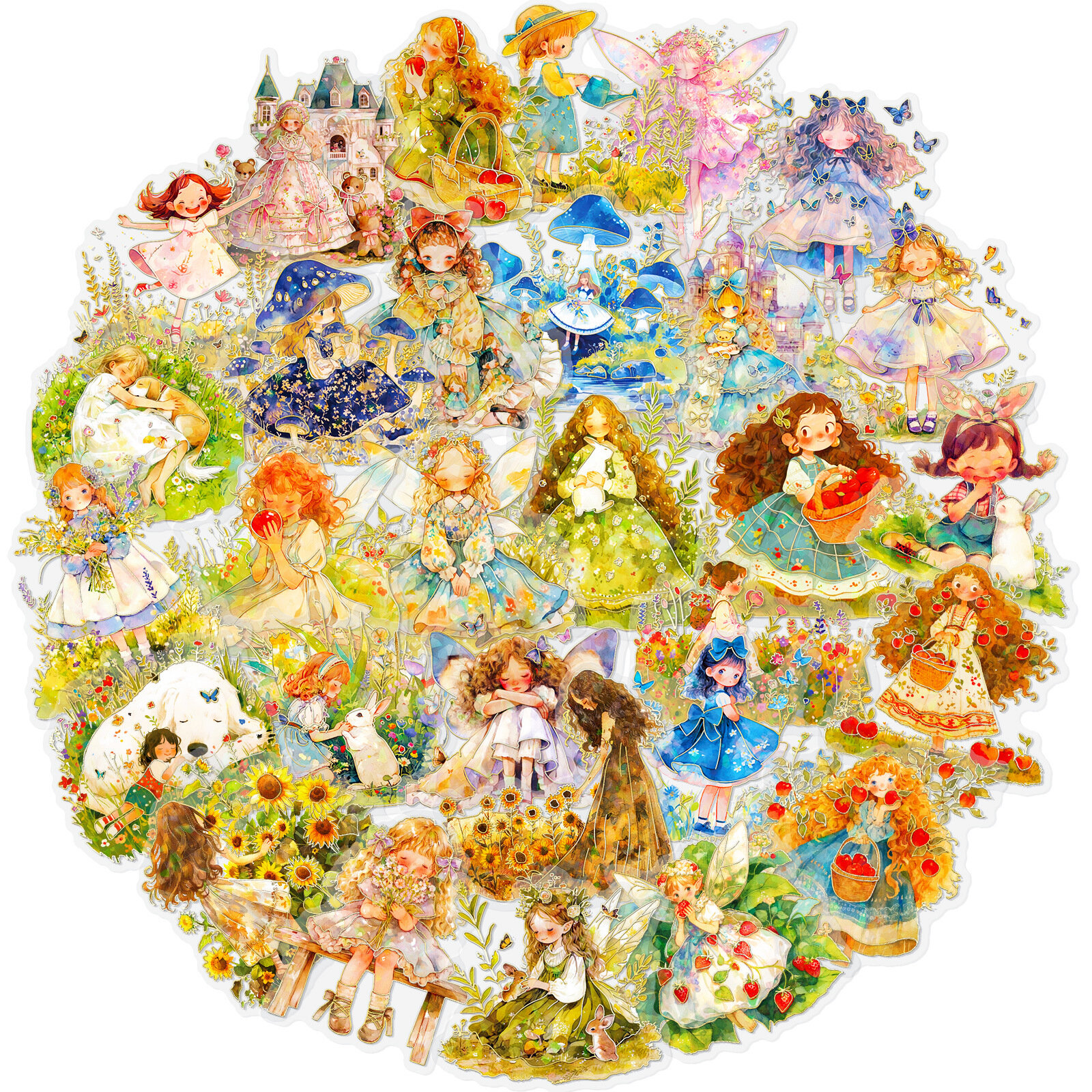 30 наклеек с изображением принцесс-фей для скрапбукинга, прозрачные наклейки из золотой фольги PET, симпатичные виниловые наклейки для журнала, ноутбука, ежедневника, блокнота, поделок своими руками, коробки для документов, декора бутылок с водой