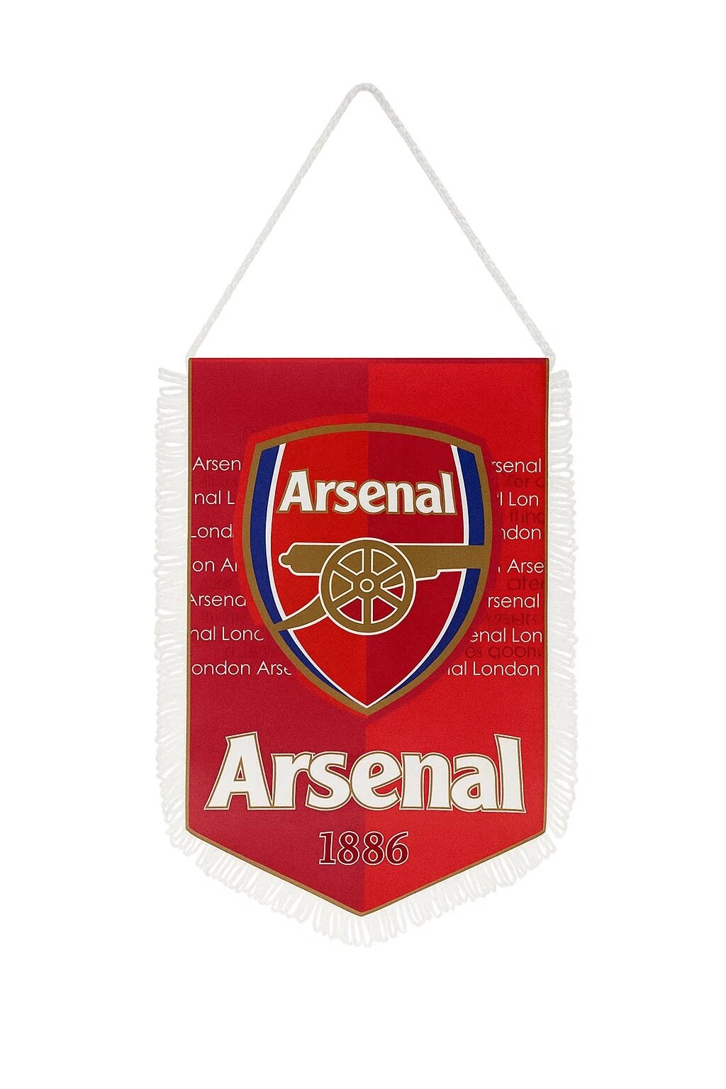 Вымпел средний 15х22 см Арсенал Arsenal с белой бахрамой