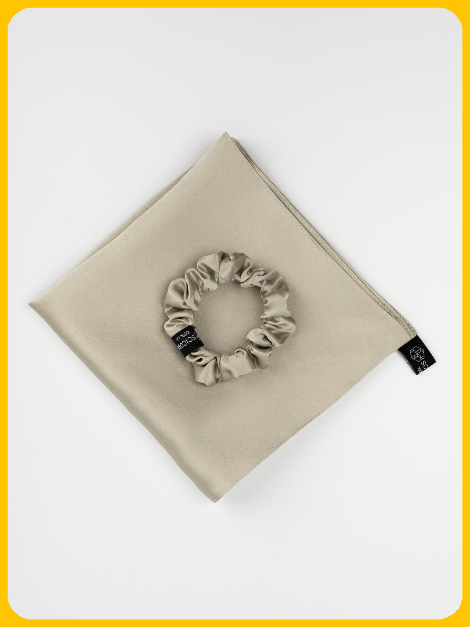 100% натуральный шёлк 22 момми/Набор: полотенце для лица, рук, резинка 2 см/цвет шампань