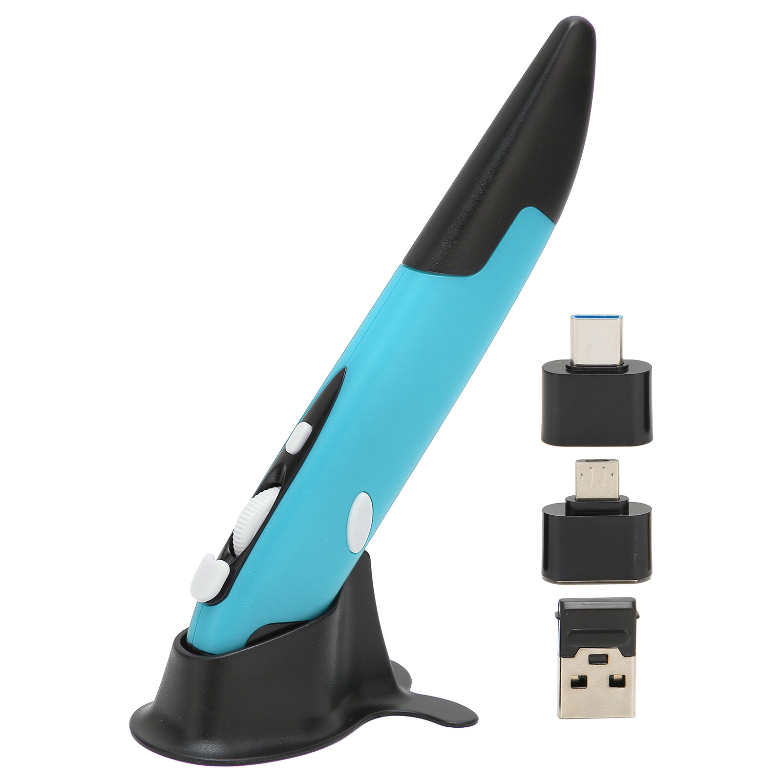 Беспроводная оптическая карманная ручка Регулировка мыши 800 1200 1600 DPI Небольшая 2,4 ГГц USB Wireless Pen Mouse с сигнализацией с низким напряжением синее