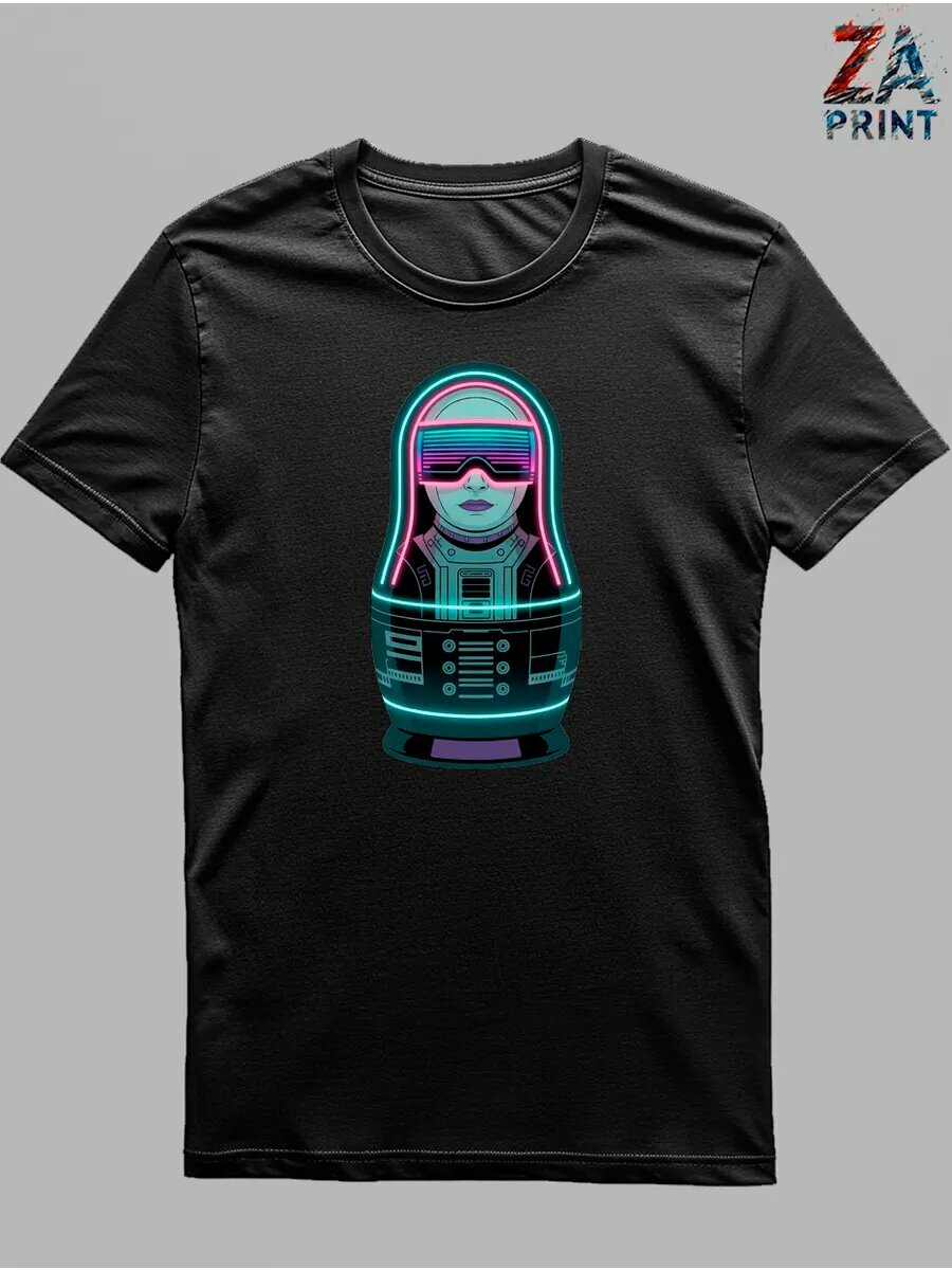 Футболка киберпанк матрешка