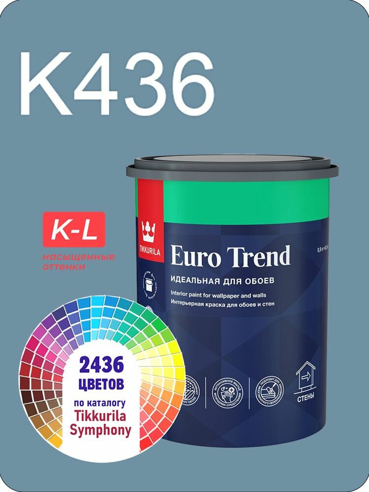 Краска для обоев Tikkurila Euro Trend 0,9л. насыщенные оттенки K436