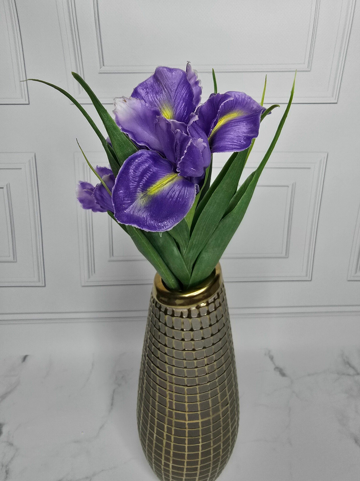 Искусственное растение Holodilova, "Ирис", фиолетовое, 36см, силиконовый