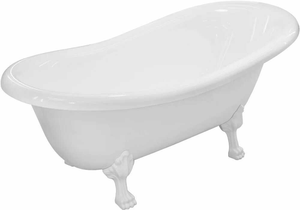 Ванна из искусственного камня Эстет Марсель ФР-00006516 170x80, на ножках, отдельностоящая, правая, овальная, белая, с декоративными ножками, фурнитура белая