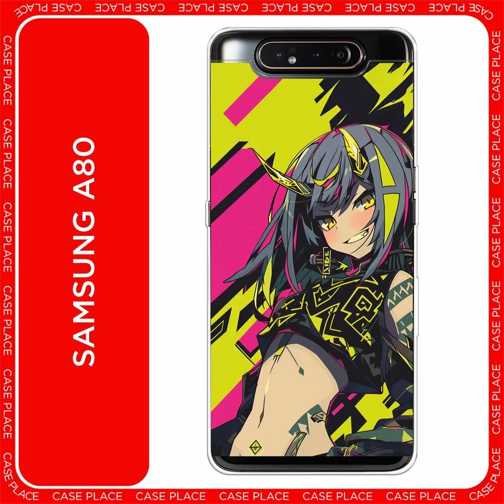 Чехол на Samsung Galaxy A80 / Самсунг Гэлакси A80 с принтом "Девушка в кибер костюме"