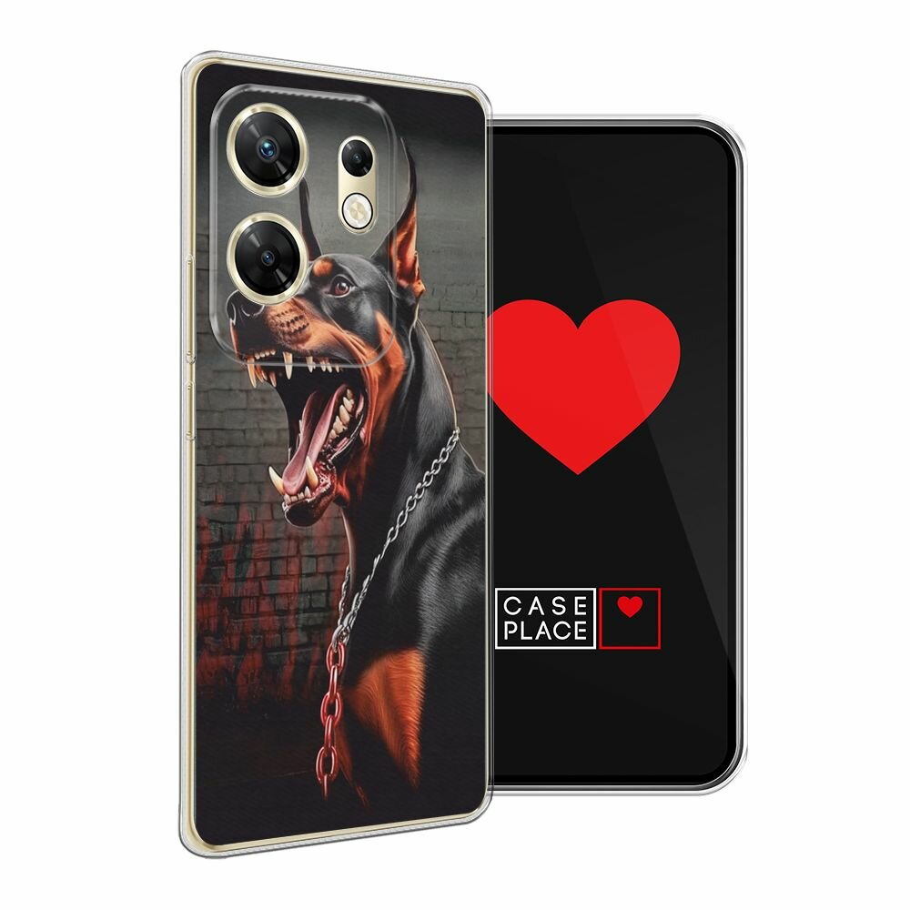 Чехол на Infinix Zero 30 4G / Инфиникс Зеро 30 4G с принтом "Доберман с цепью" — фото 1