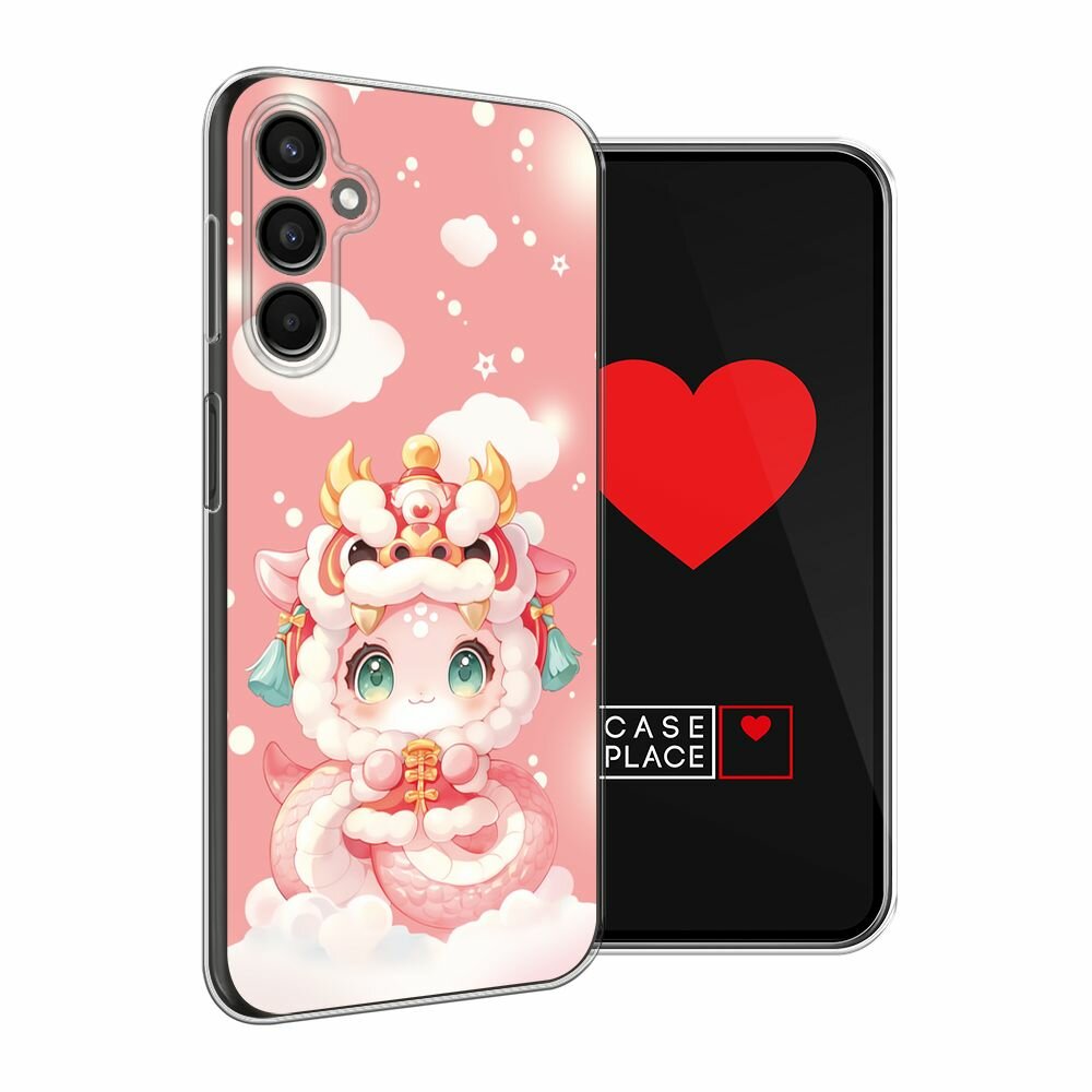 Чехол на Samsung Galaxy A24 / Самсунг Галакси A24 с принтом Розовая китайская змейка 1 — фото 1