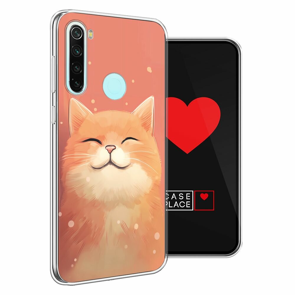 Чехол на Xiaomi Redmi Note 8 / Сяоми Редми Нот 8 с принтом "Довольный рыжий котик" — фото 1