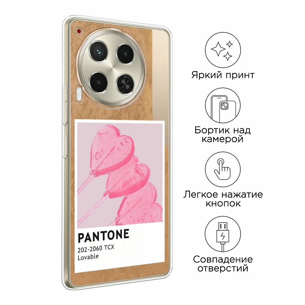 Чехол на Tecno Camon 30 4G / Текно Камон 30 4G с принтом "Pantone Lovable 2 - 14 февраля", прозрачный — фото 1