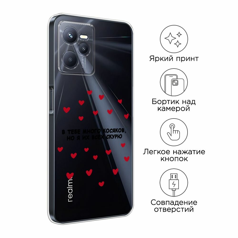Чехол на Realme C35 / Реалми C35 с принтом "Косяки 1 - 14 февраля", прозрачный — фото 1