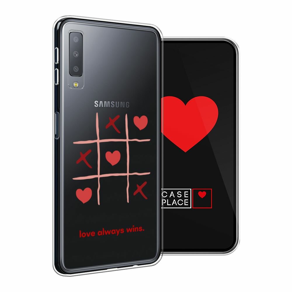 Чехол на Samsung Galaxy A7 2018 / Самсунг Галакси А7 2018 с принтом "love always wins - 14 февраля", прозрачный — фото 1