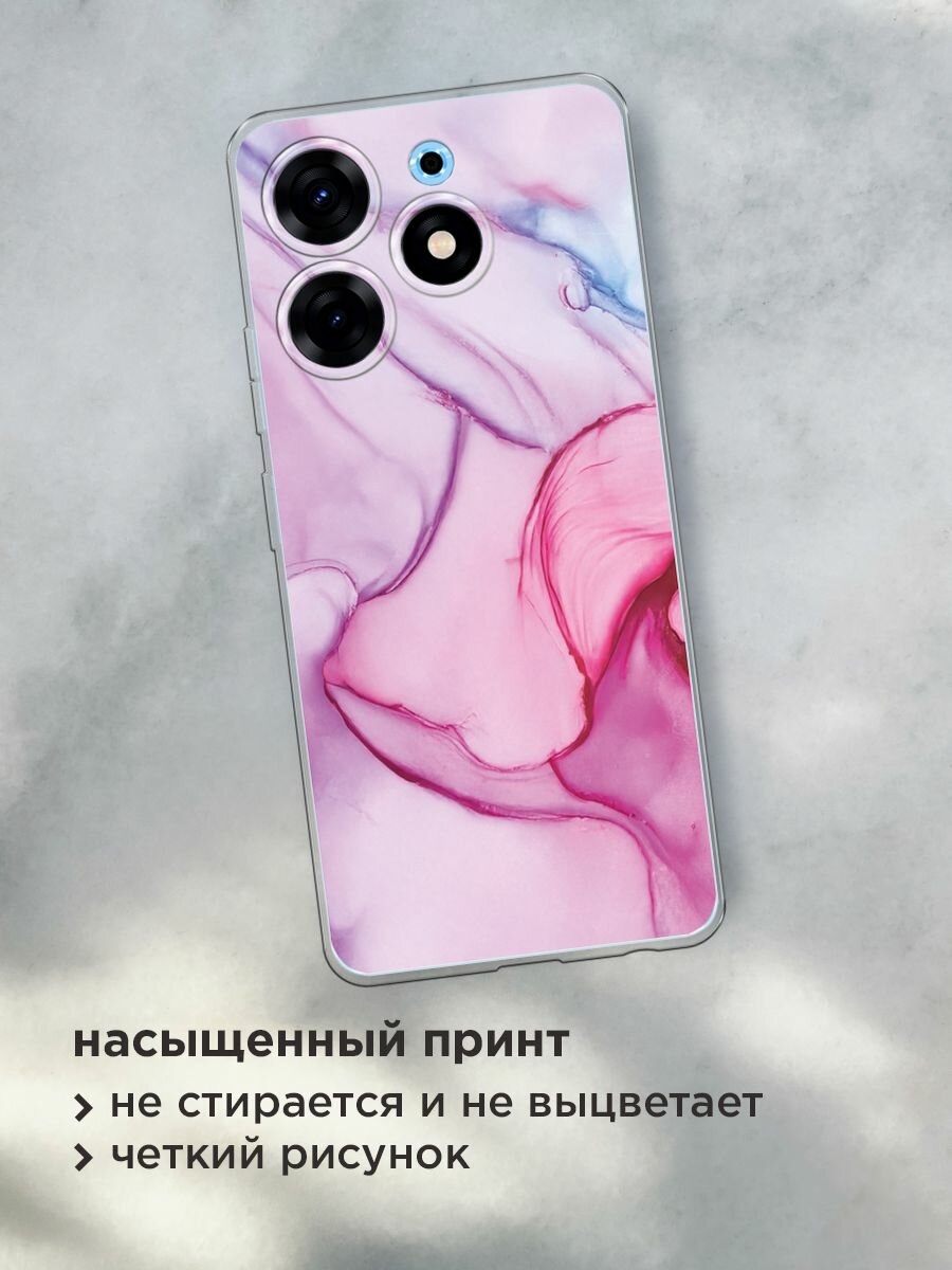 Чехол на Tecno Spark 10 Pro / Текно Спарк 10 Про с принтом "Розовые мраморные разводы" — фото 1