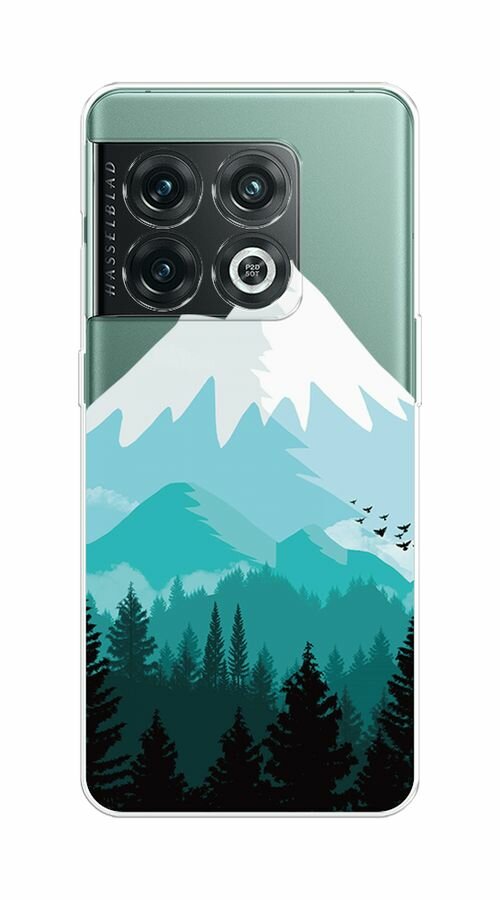 Чехол на OnePlus 10 Pro / ВанПлас 10 Про с принтом "Синяя снежная гора", прозрачный