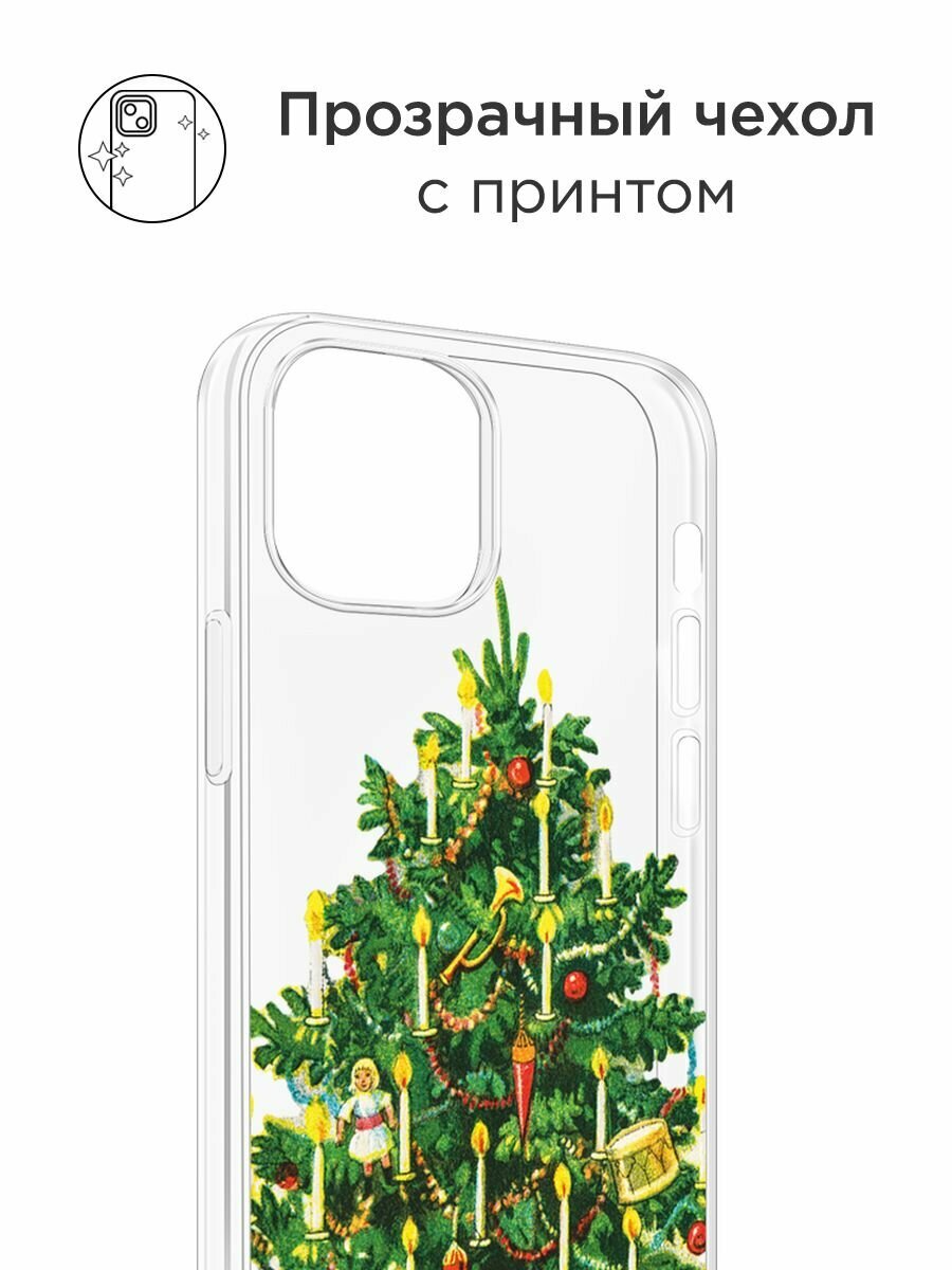 Чехол на Apple iPhone 13 Pro / Айфон 13 Про с принтом Рождественская ель, прозрачный — фото 1