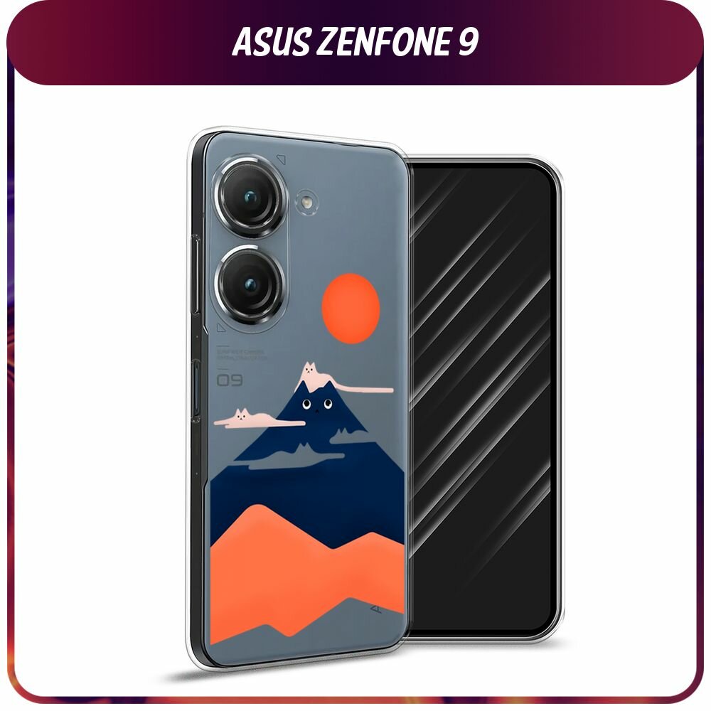 Чехол на Asus ZenFone 9/ZenFone 10 / Асус Зенфон 9/Зенфон 10 с принтом "Кот-гора", прозрачный