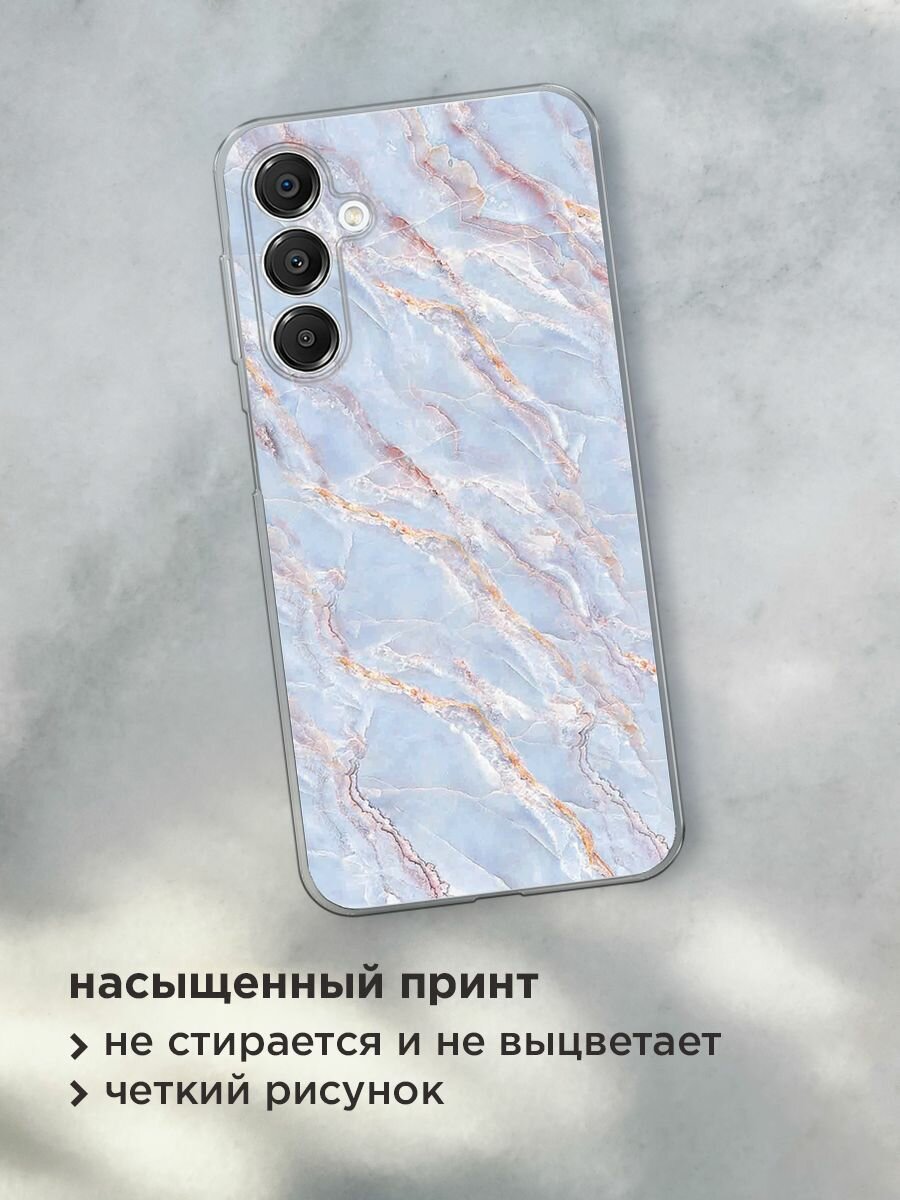 Чехол на Samsung Galaxy A16 / Самсунг А16 с принтом "Сиреневый мрамор" — фото 1