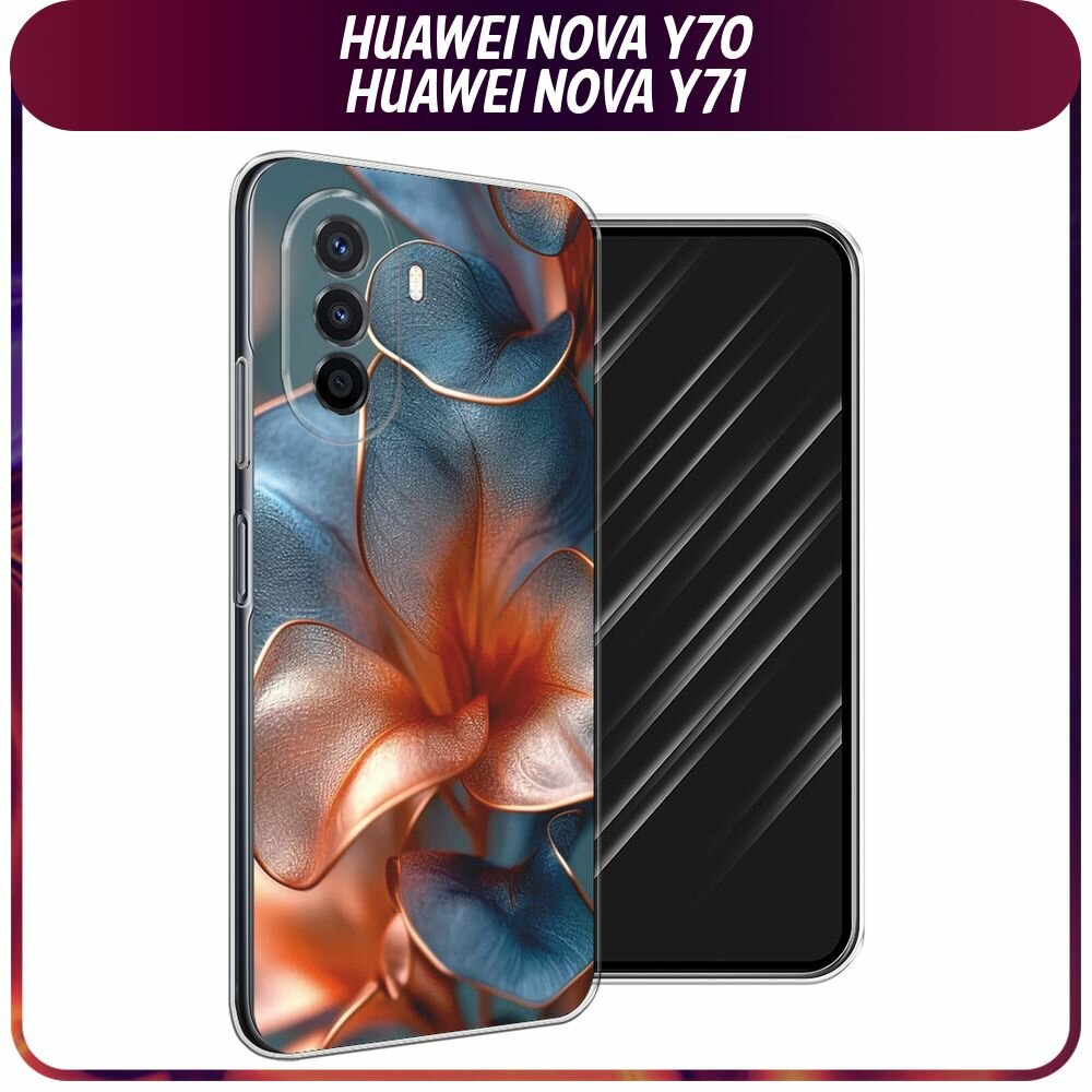 Чехол на Huawei Nova Y70/Y71 / Хуавей Нова Y70/Y71 с принтом "Жемчужные цветы"