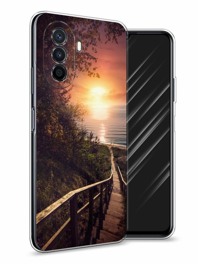 Чехол на Huawei Nova Y70/Y71 / Хуавей Нова Y70/Y71 с принтом "Мост у воды"