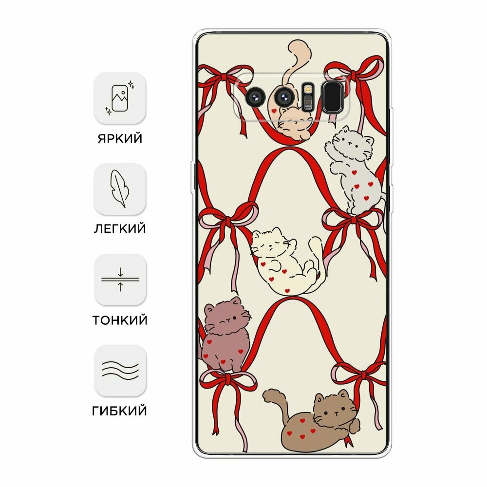 Чехол на Samsung Galaxy Note 8 / Самсунг Галакси Нот 8 с принтом "Котики в ленточках 1" — фото 1