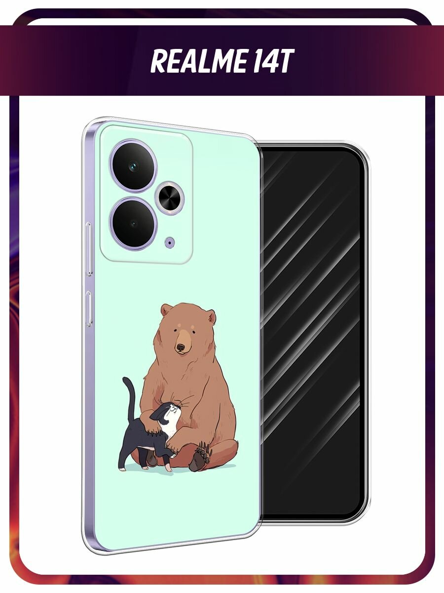Чехол на Realme 14T / Реалми 14Т с принтом "Медведь и кошка дружба"