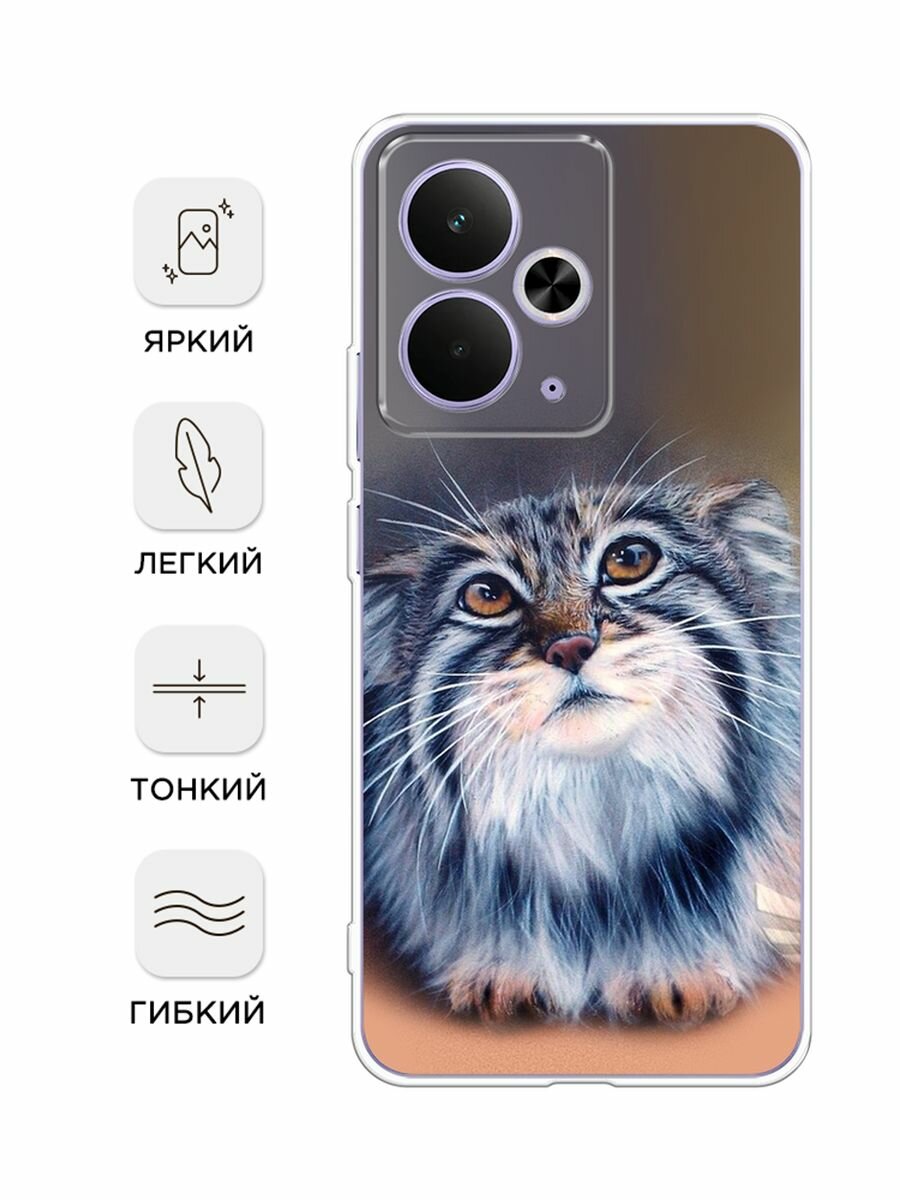 Силиконовый чехол на Realme 14T / Реалми 14Т с принтом "Кот манул 2" — фото 1