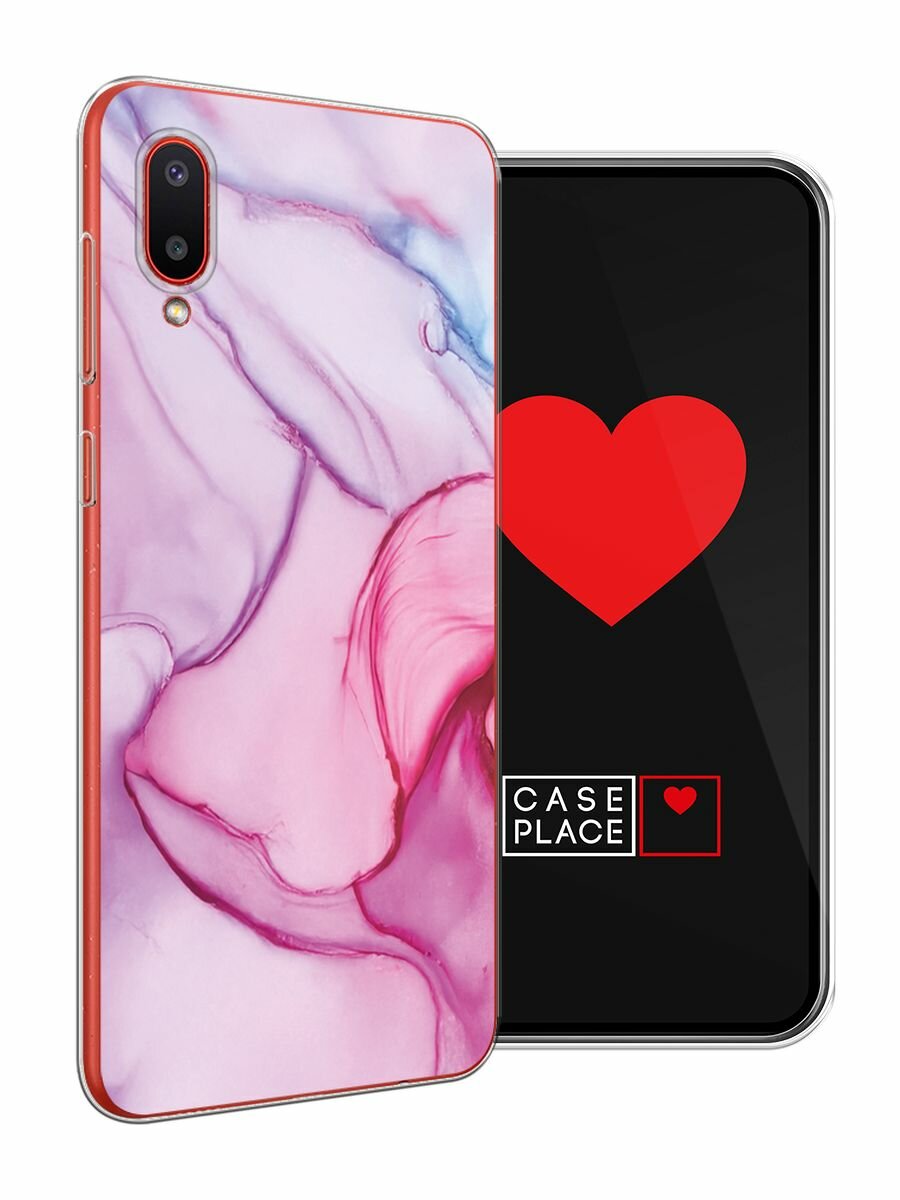 Чехол на Samsung Galaxy A02 / Самсунг Галакси А02 с принтом "Розовые мраморные разводы" — фото 1