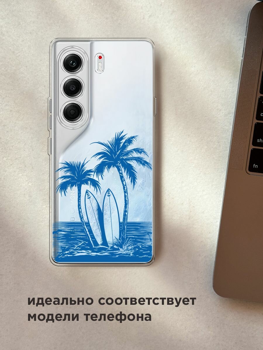 Чехол на Tecno Camon 40 Pro 5G / Текно Камон 40 Про 5G с принтом "Сёрфинг на островах 1", прозрачный — фото 1