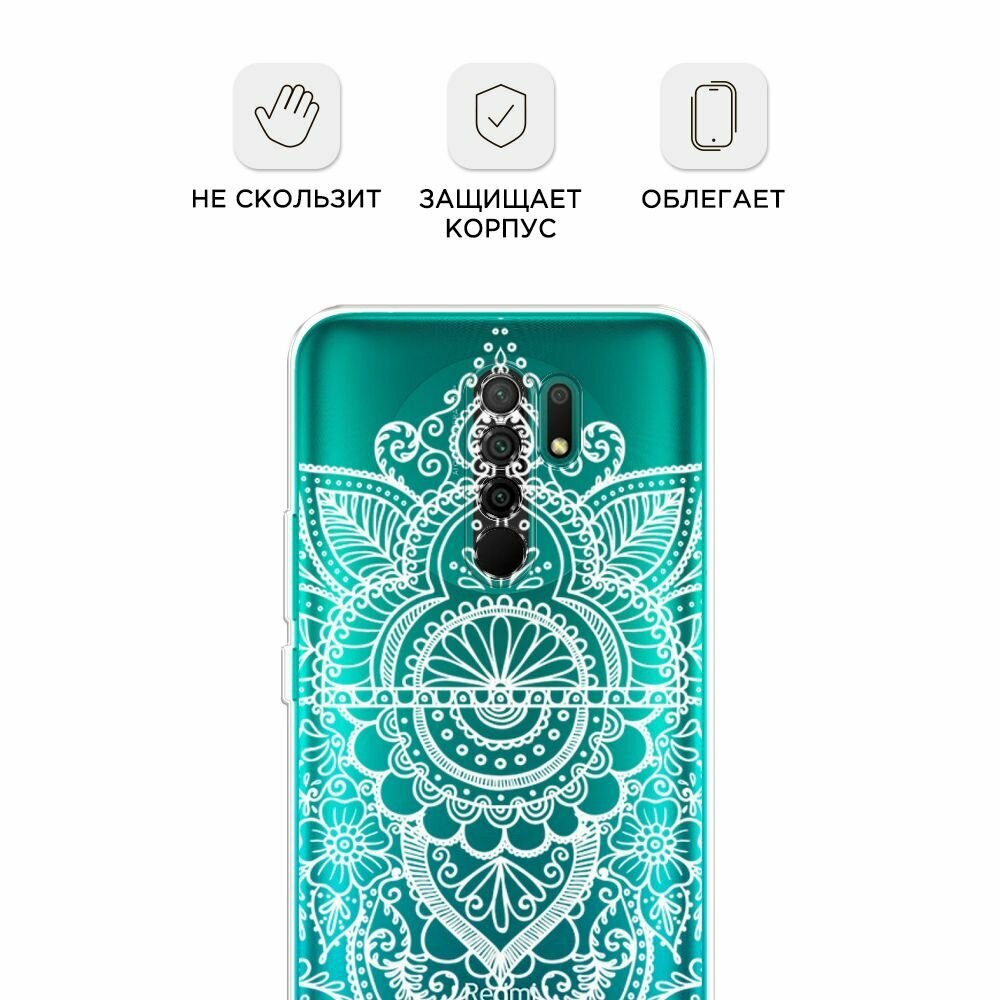 Чехол на Xiaomi Redmi 9 / Сяоми Редми 9 с принтом "Солнечный узор", прозрачный — фото 1