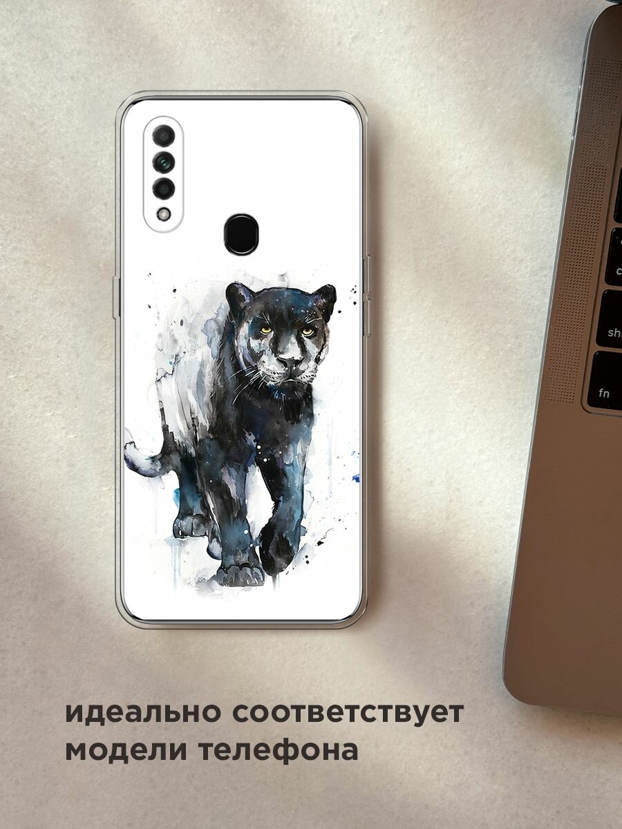 Силиконовый чехол на Oppo A31 / Оппо А31 с принтом "Пантера арт 3" — фото 1