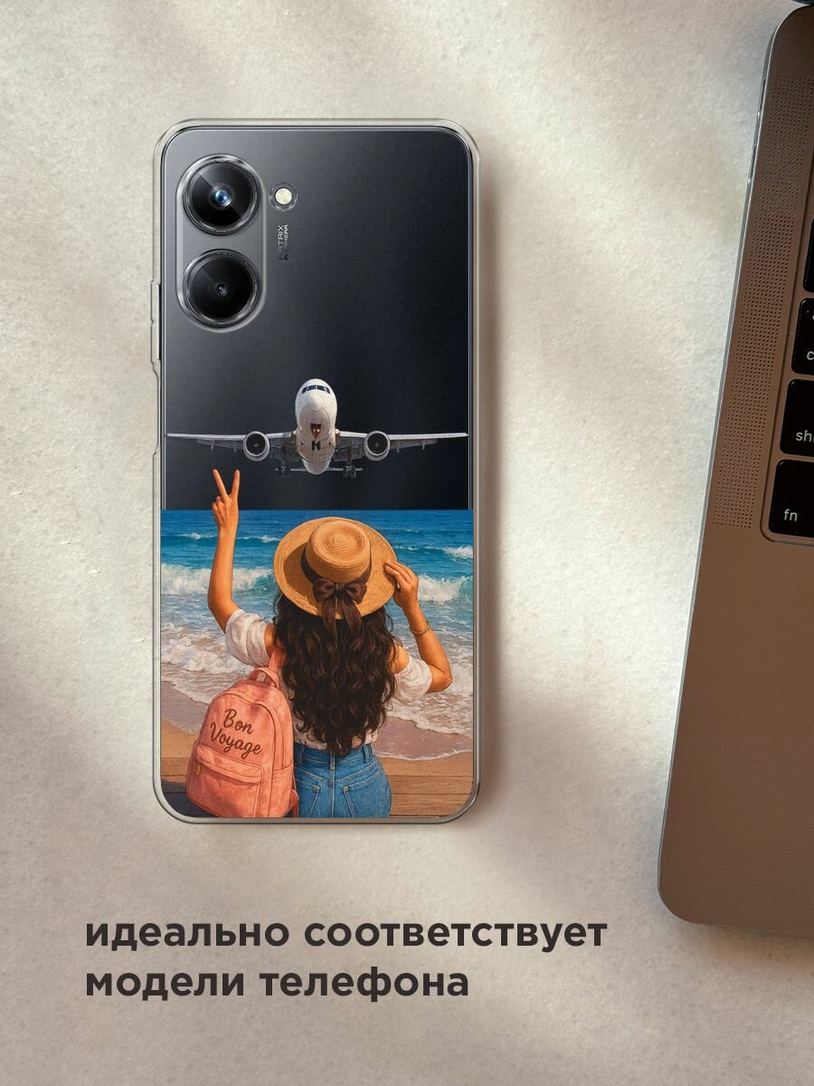 Чехол на Realme 10 Pro / Реалми 10 Про с принтом "Bon Voyage", прозрачный — фото 1