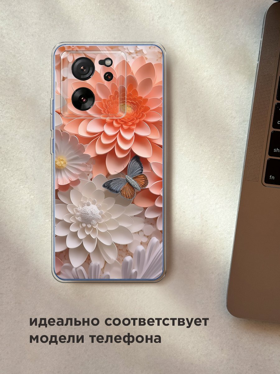 Силиконовый чехол на Xiaomi 13T / Сяоми 13T с принтом "Бумажные цветы" — фото 1