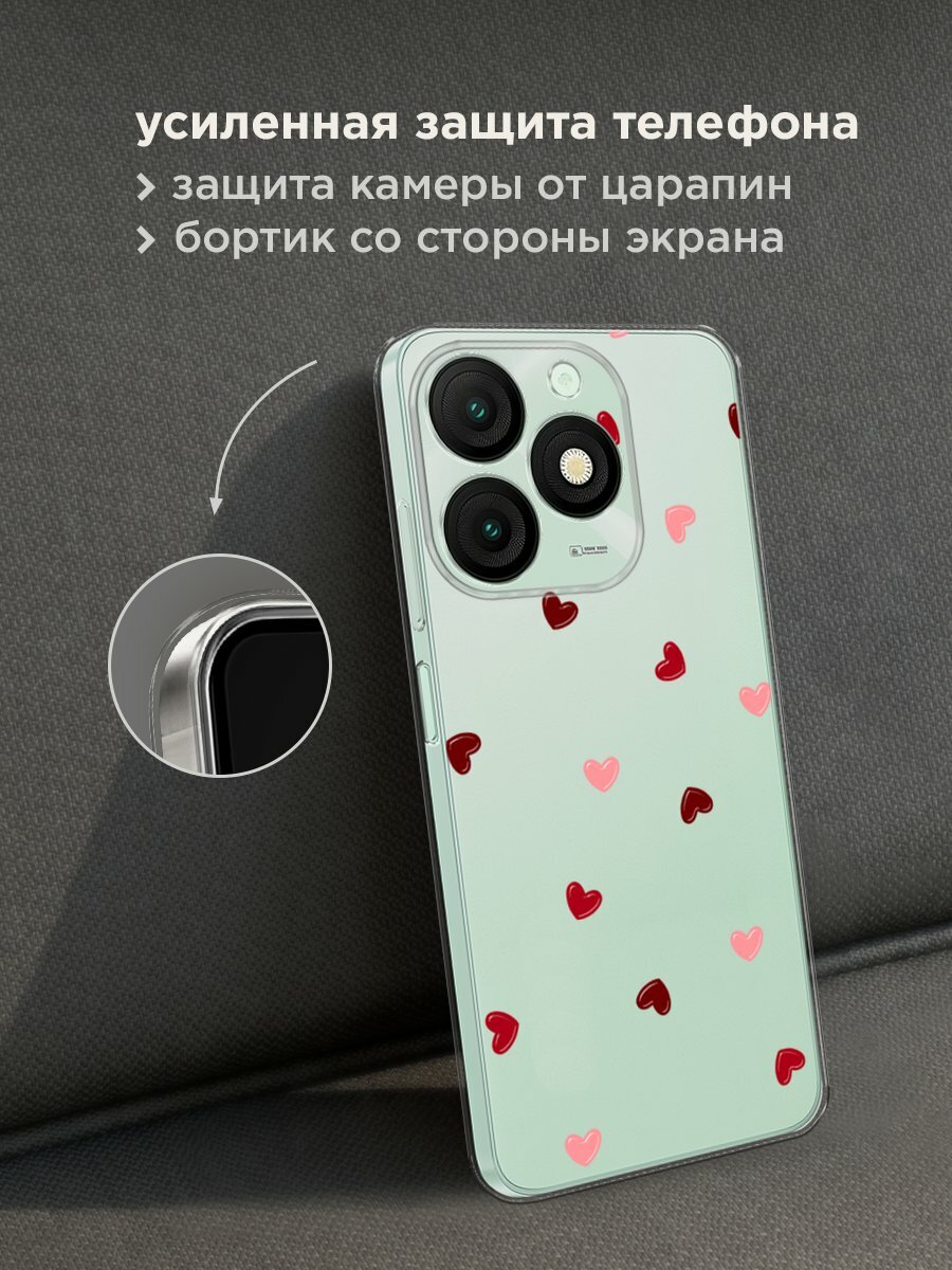 Чехол на Itel A50 / Ител А50 с принтом "Бордовые сердечки 2" — фото 1