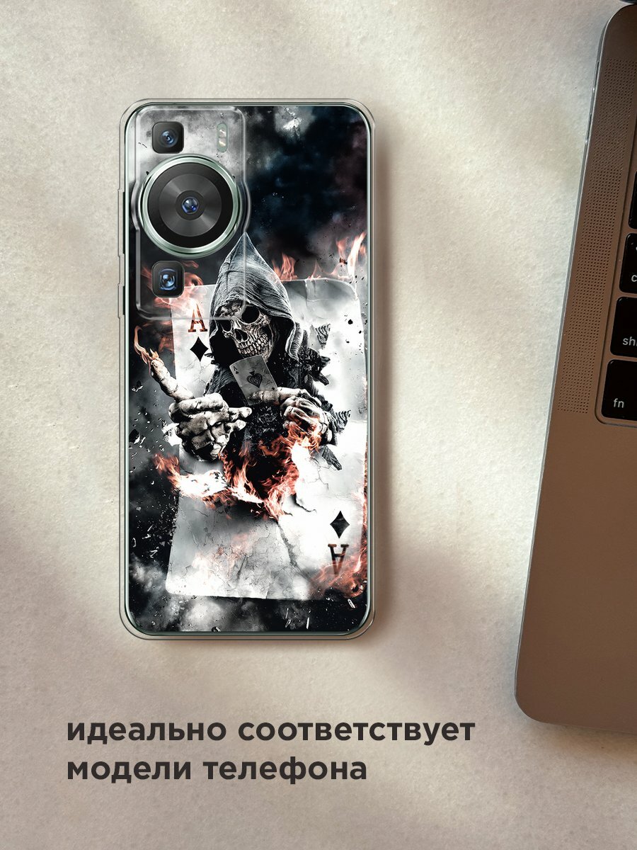 Чехол на Huawei P60/P60 Pro / Хуавей P60/P60 Про с принтом "Карты черепа в капюшоне" — фото 1